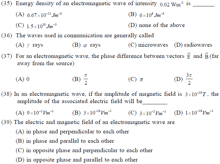 NEET UG Physics Electromagnetic Waves MCQs with Answers